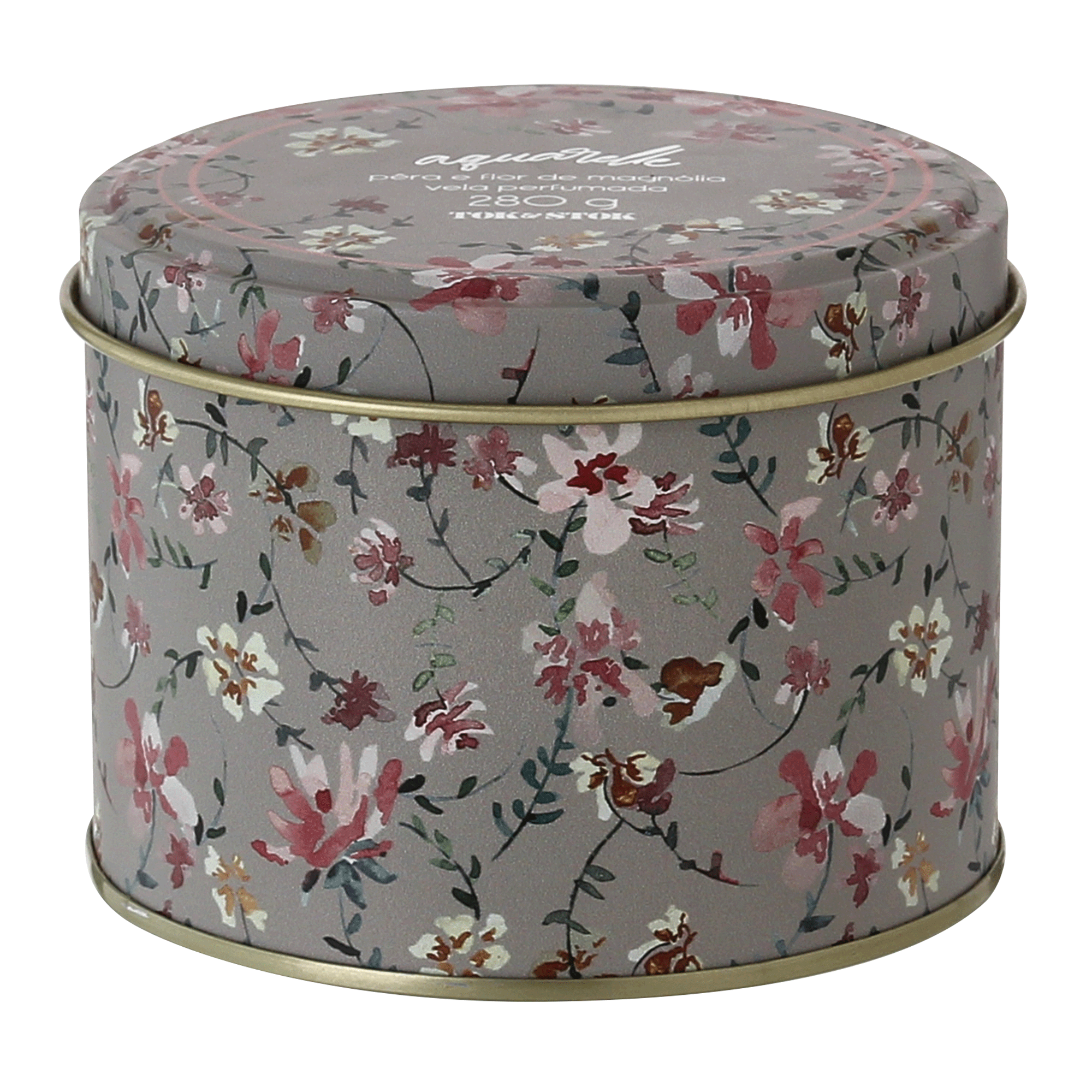 VELA PERFUMADA POTE PÊRA E FLORE DE MAGNÓLIA AQUARELLE MULTICOR/CINZA ...
