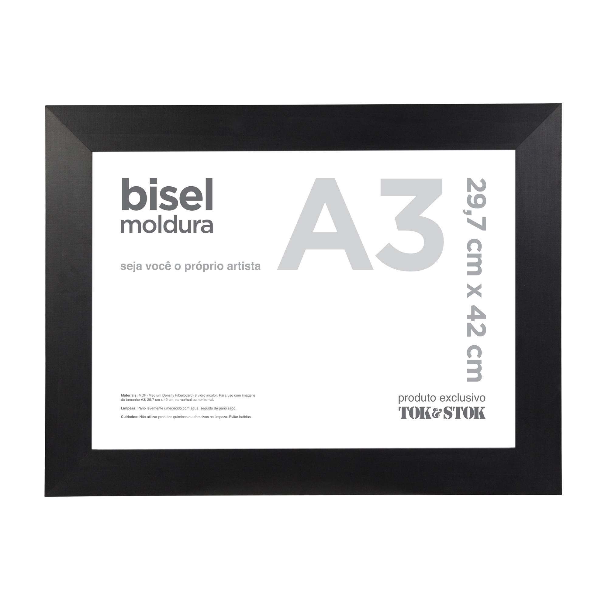 MOLDURA A3 29 CM X 42 CM BISEL PRETO | Tok&Stok